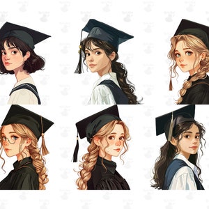 Graduation Girl Digital Printable Clipart Bundle in PNG Format ...