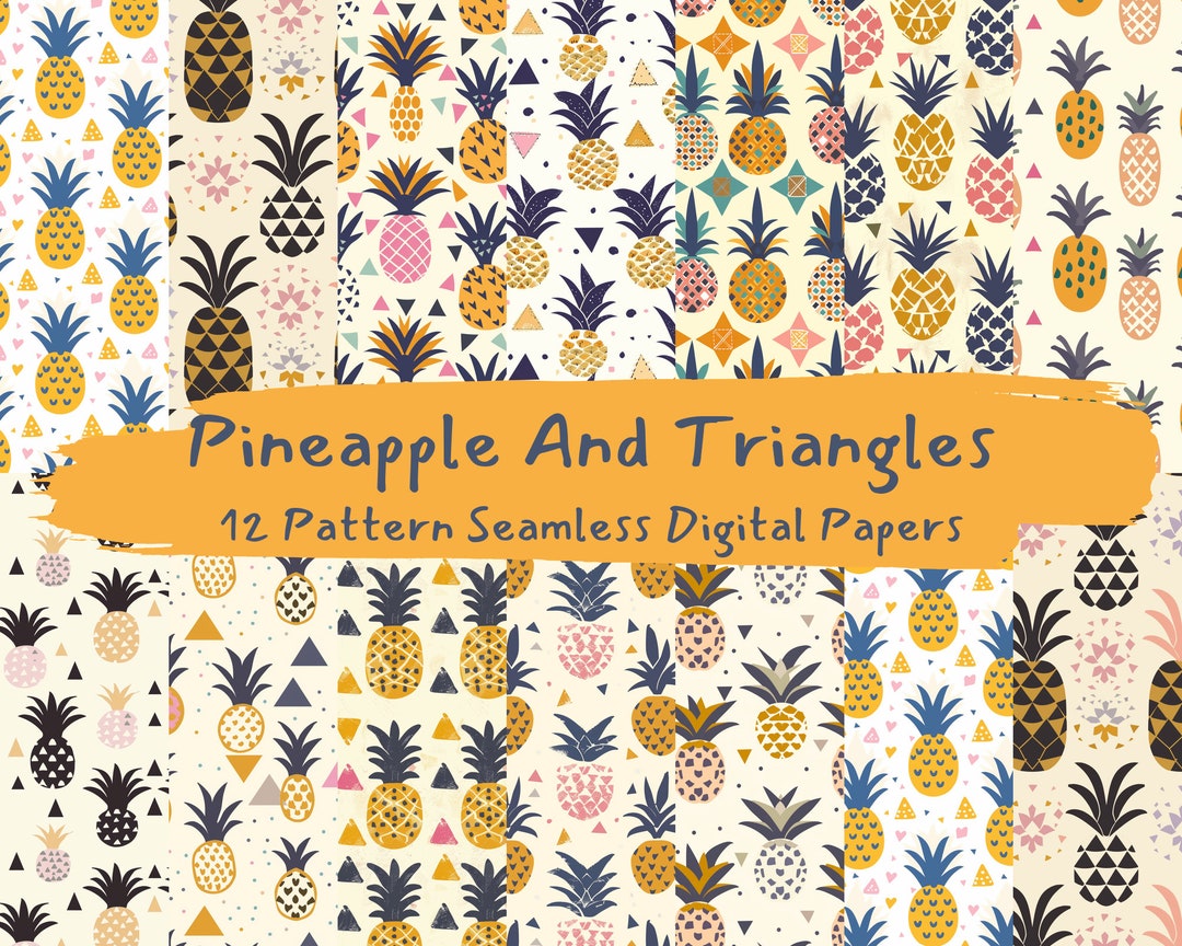 Pineapple and Triangles Pattern Seamless Digital Papers - Printable ...