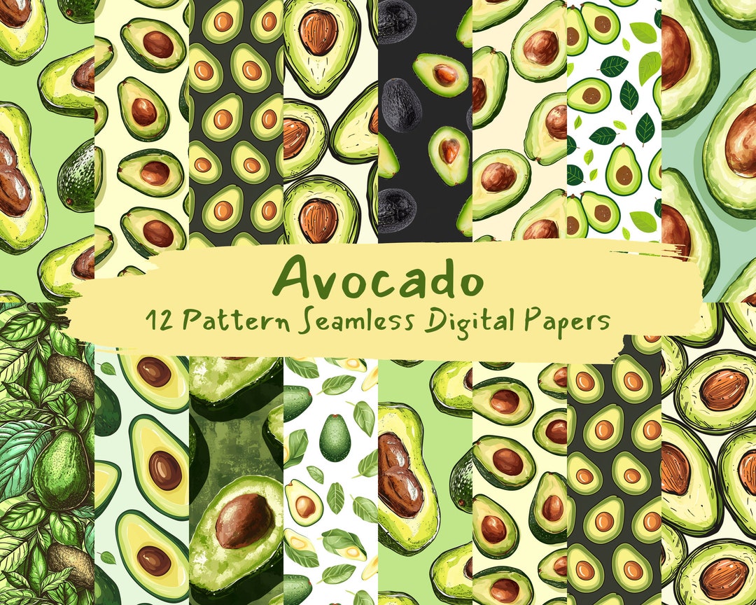 Avocado Pattern Seamless Digital Papers - Tile Patterns Printable ...