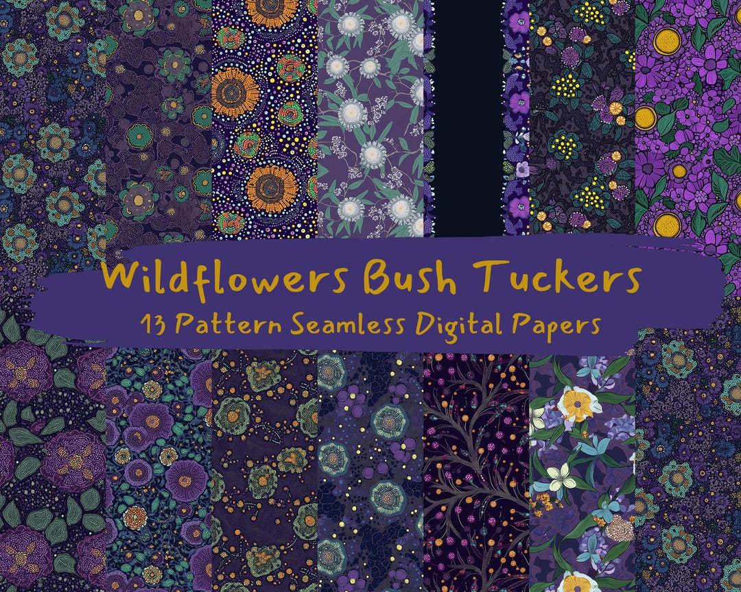 Wildflowers Bush Tuckers Pattern Seamless Digital Papers - Printable ...