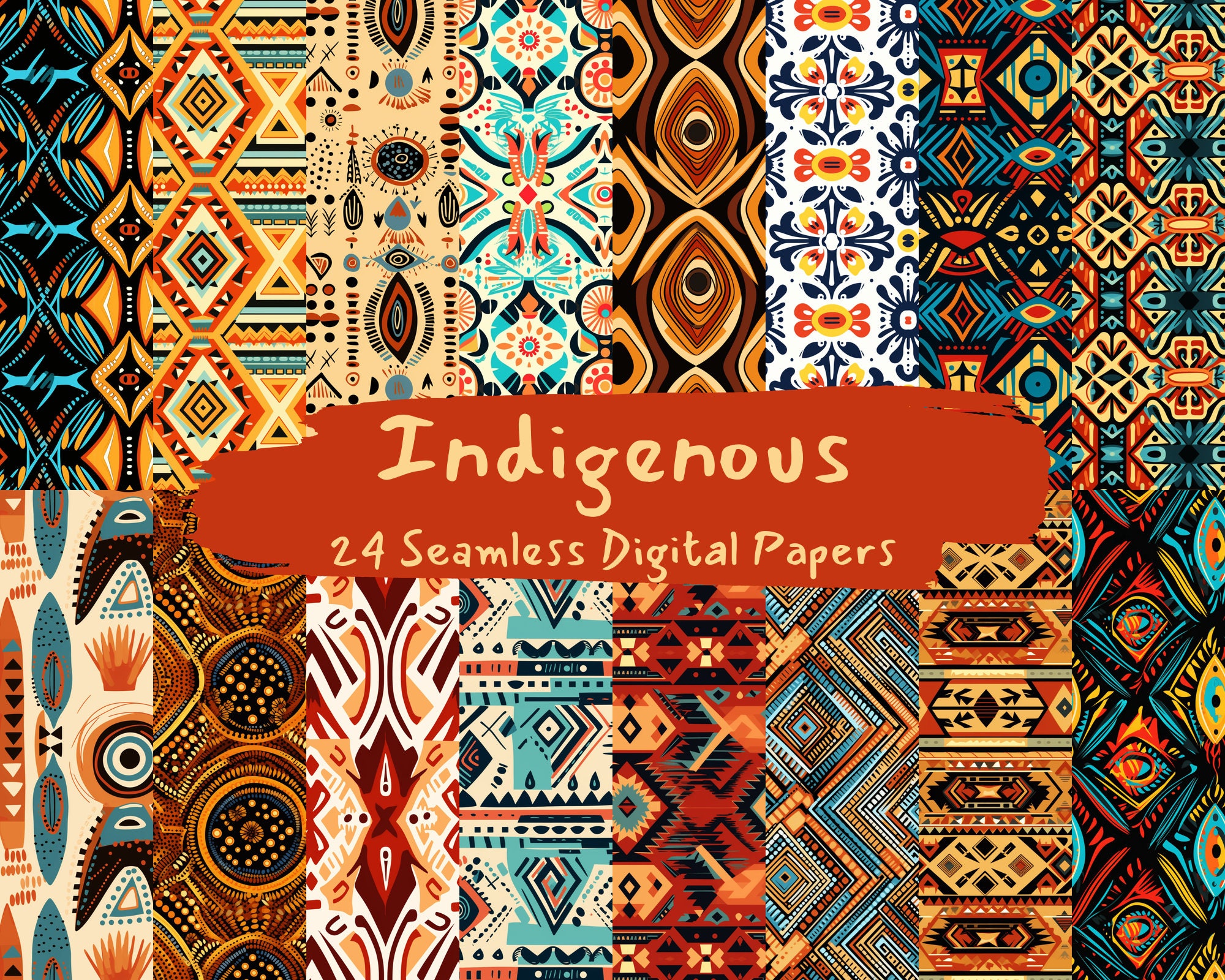 Indigenous Pattern Seamless Digital Papers Tile Patterns Printable ...