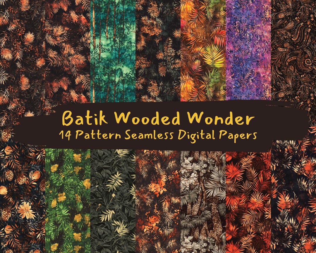 Batik Wooded Wonder Pattern Seamless Digital Papers - Printable ...