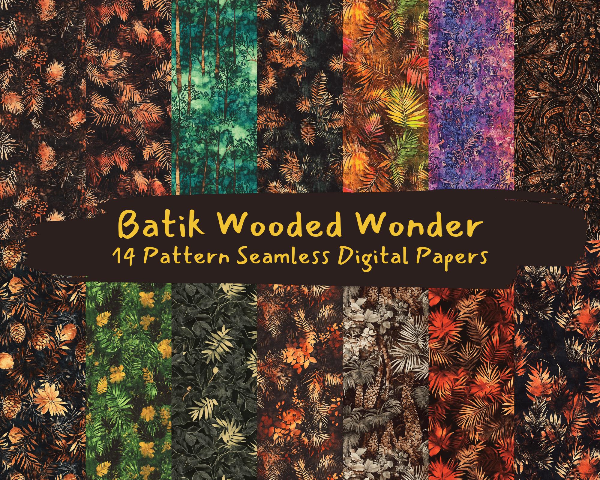 Batik Wooded Wonder Pattern Seamless Digital Papers - Printable ...