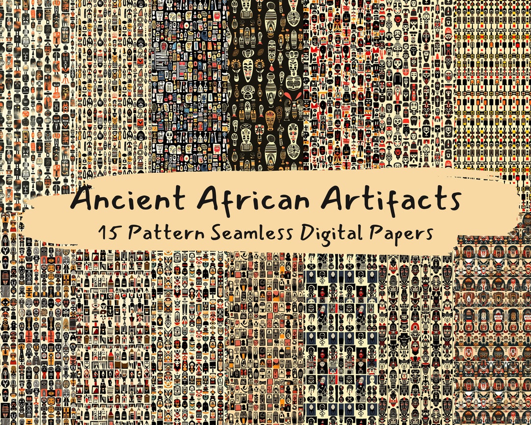 Ancient African Artifacts Pattern Seamless Digital Papers - Printable ...