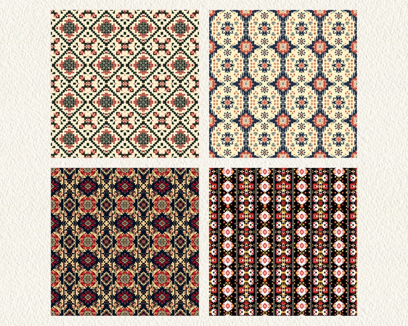Traditional Palestinian Embroidery Pattern Seamless Digital Papers ...