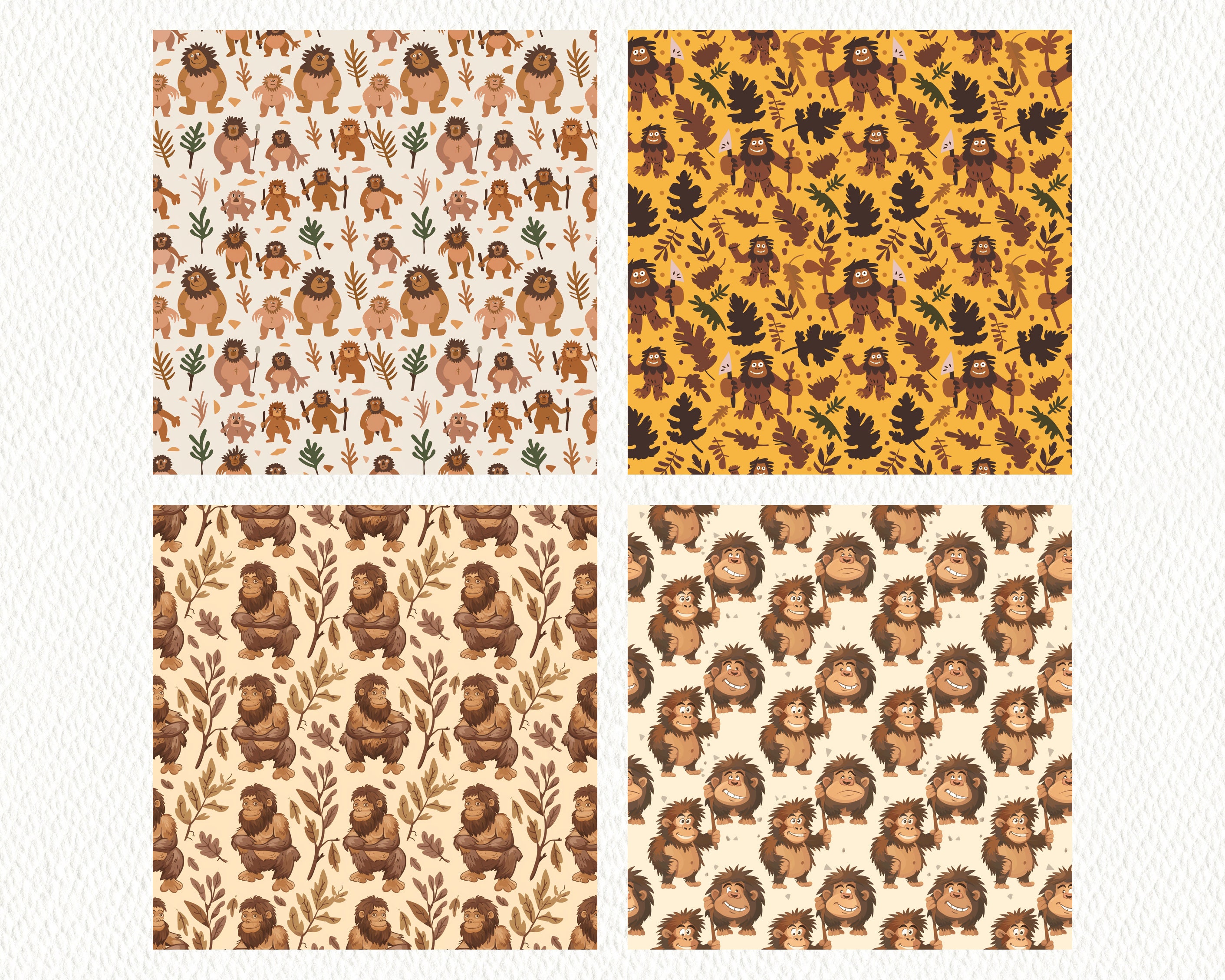 Caveman Pattern Seamless Digital Papers - Printable Scrapbook Paper ...