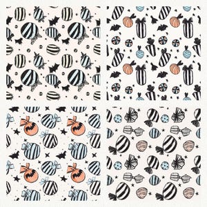Halloween Candy Pattern Seamless Digital Papers - Printable Scrapbook ...