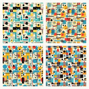 Geometric Pop Art Pattern Seamless Digital Papers - Printable Scrapbook ...