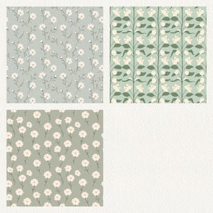 Sage Floral Pattern Seamless Digital Papers - Printable Scrapbook Paper ...