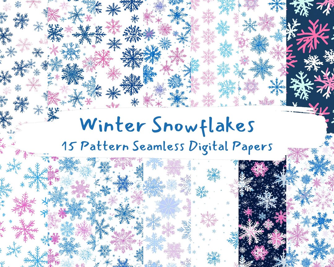 Winter Snowflakes Pattern Seamless Digital Papers - Printable Scrapbook ...