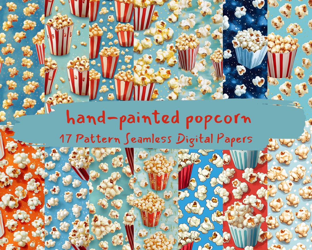 Hand-painted Popcorn Pattern Seamless Digital Papers - Printable ...