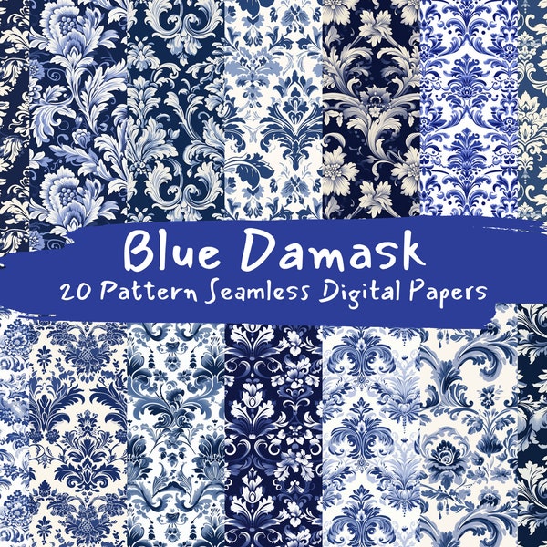 Royal Blue Damask - Etsy