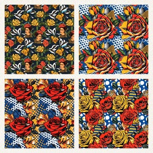 Kahlo Lichtenstein Pattern Seamless Digital Papers - Printable ...