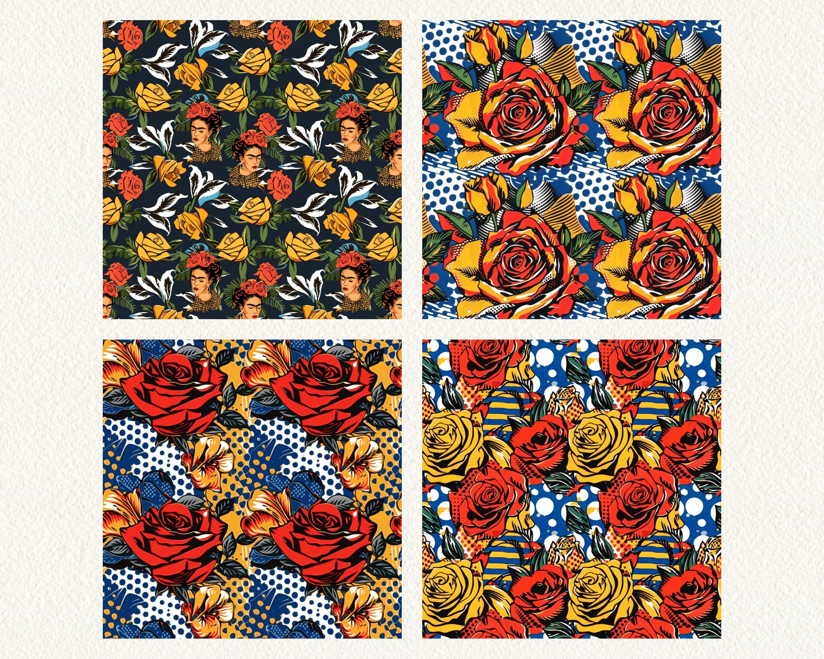 Kahlo Lichtenstein Pattern Seamless Digital Papers - Printable ...