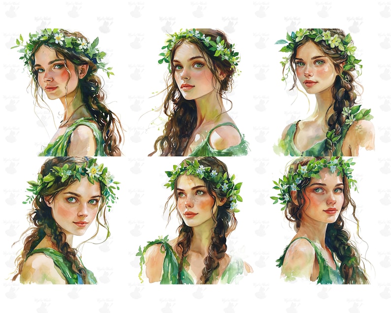 Green Greek Goddess Digital Printable Clipart Bundle in PNG Format ...