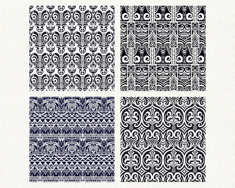 Maori Tattoo Pattern Seamless Digital Papers - Printable Scrapbook ...
