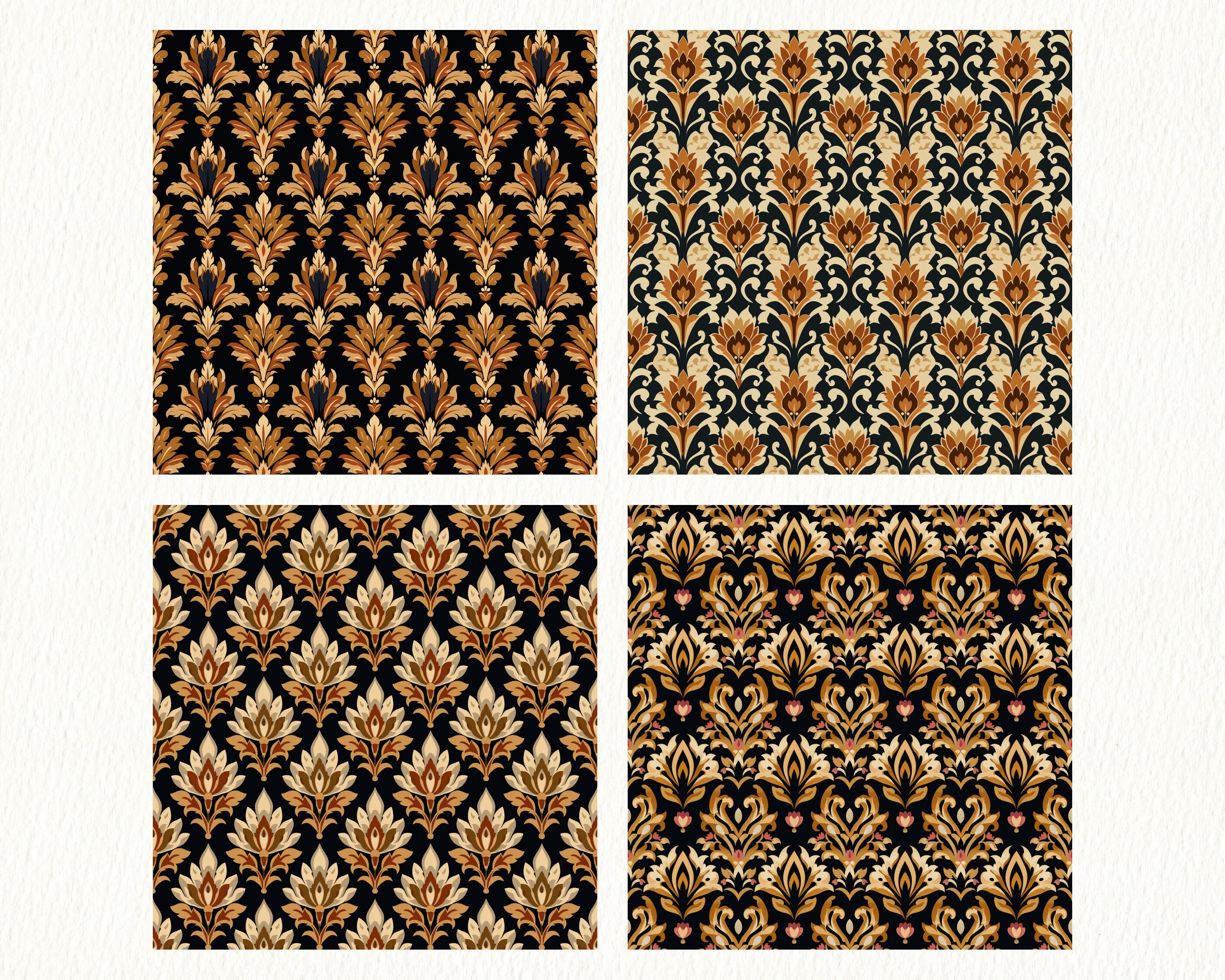 Folklore Damask Pattern Seamless Digital Papers Printable Scrapbook ...