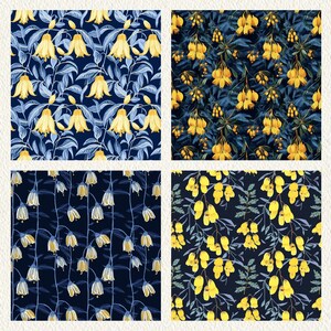 Kowhai Floral Pattern Seamless Digital Papers - Printable Scrapbook ...