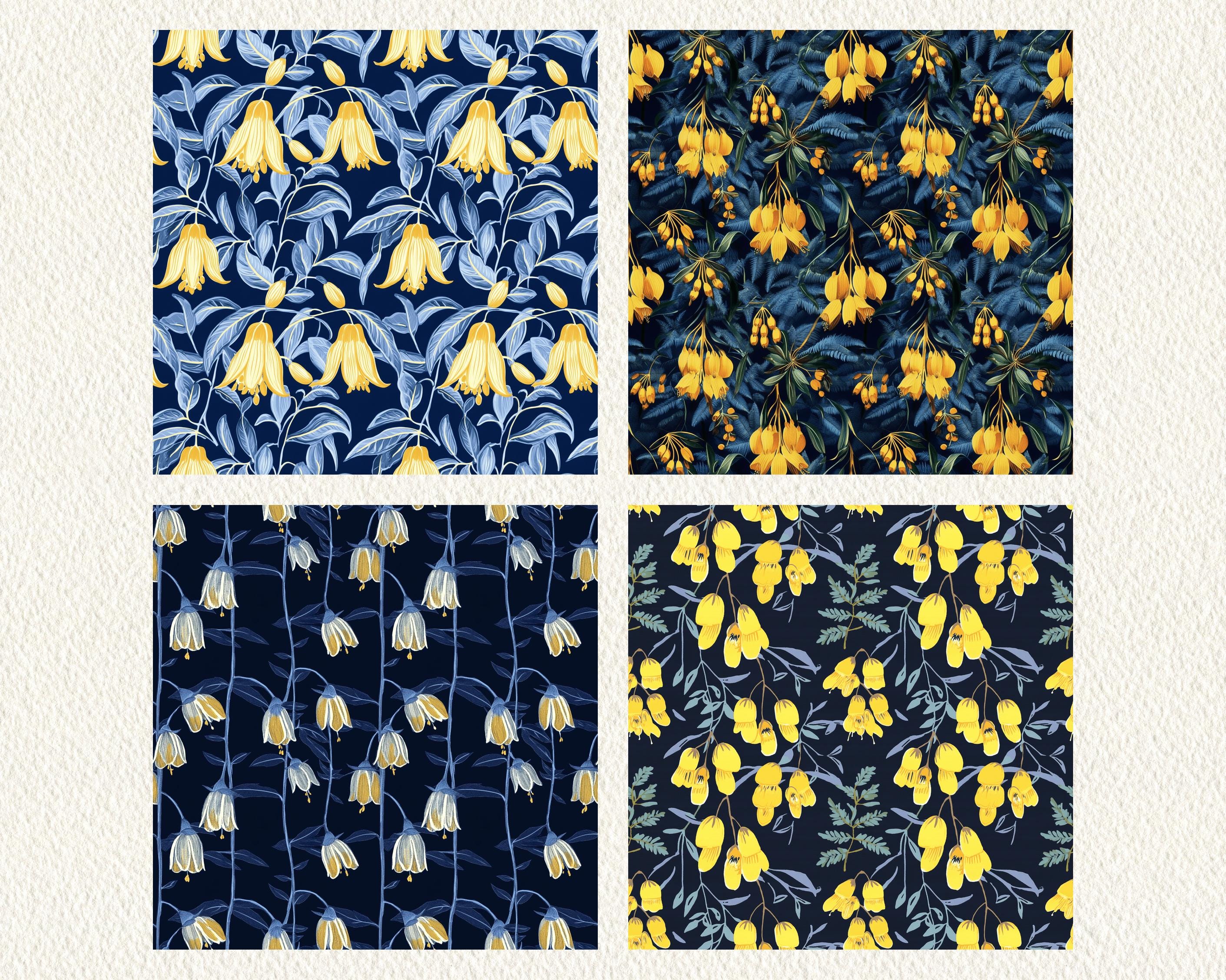 Kowhai Floral Pattern Seamless Digital Papers - Printable Scrapbook ...