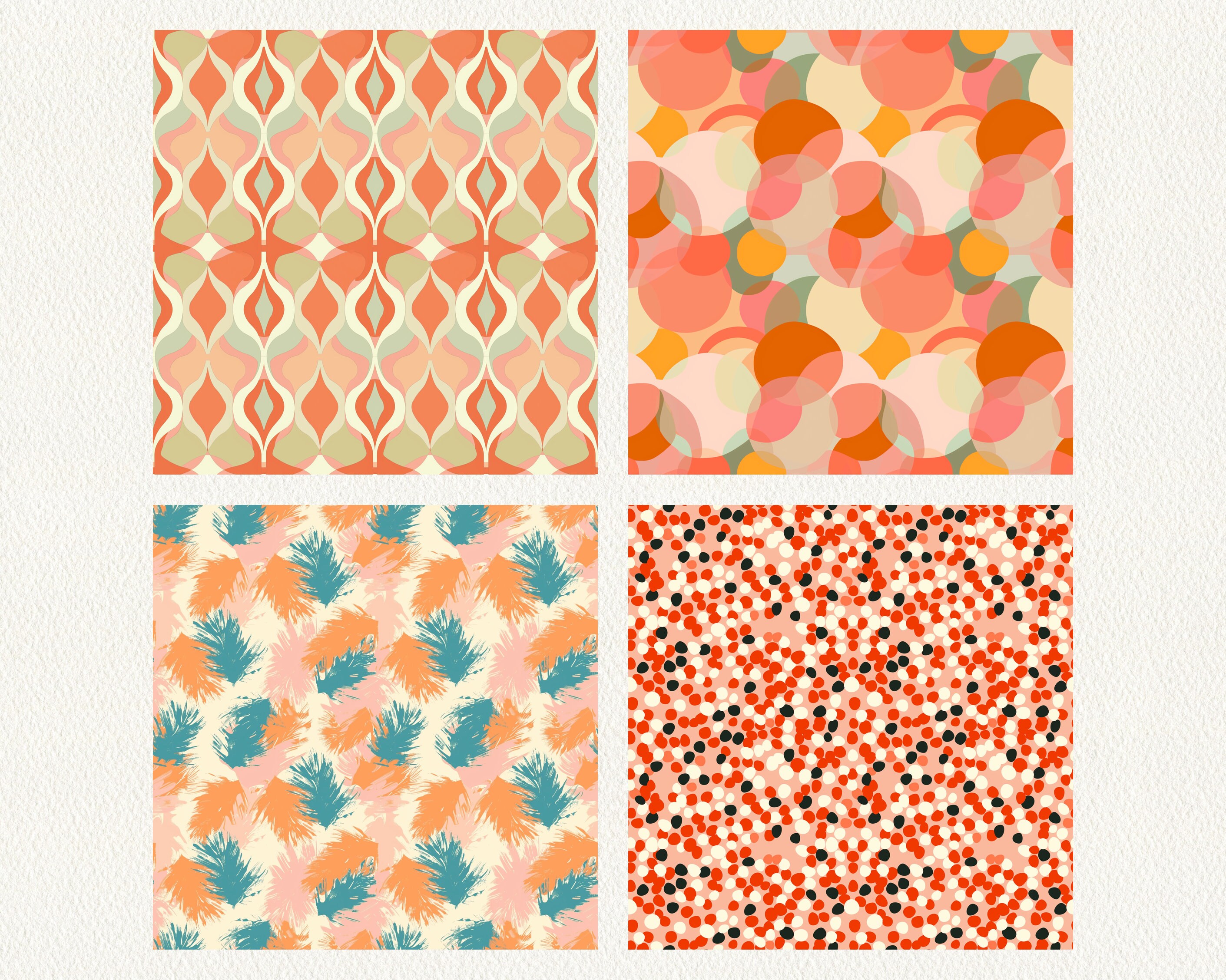 Peach Color Pop Art Pattern Seamless Digital Papers Printable Scrapbook ...