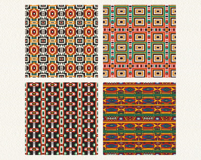 Kente Ghana Tribal Pattern Seamless Digital Papers - Printable ...