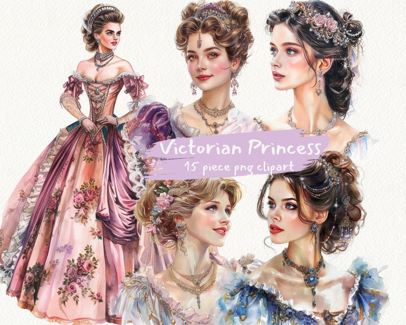 Victorian Princes Digital Printable Clipart Bundle in PNG Format ...