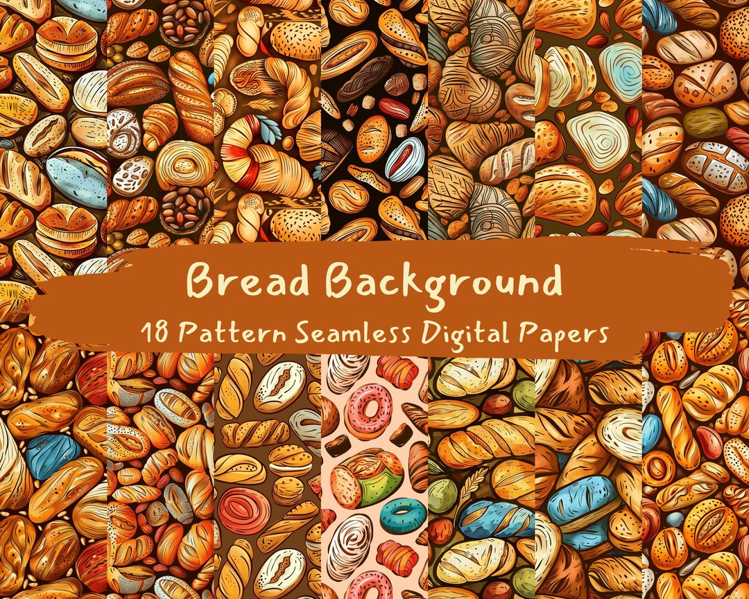 Bread Background Pattern Seamless Digital Papers - Printable Scrapbook ...