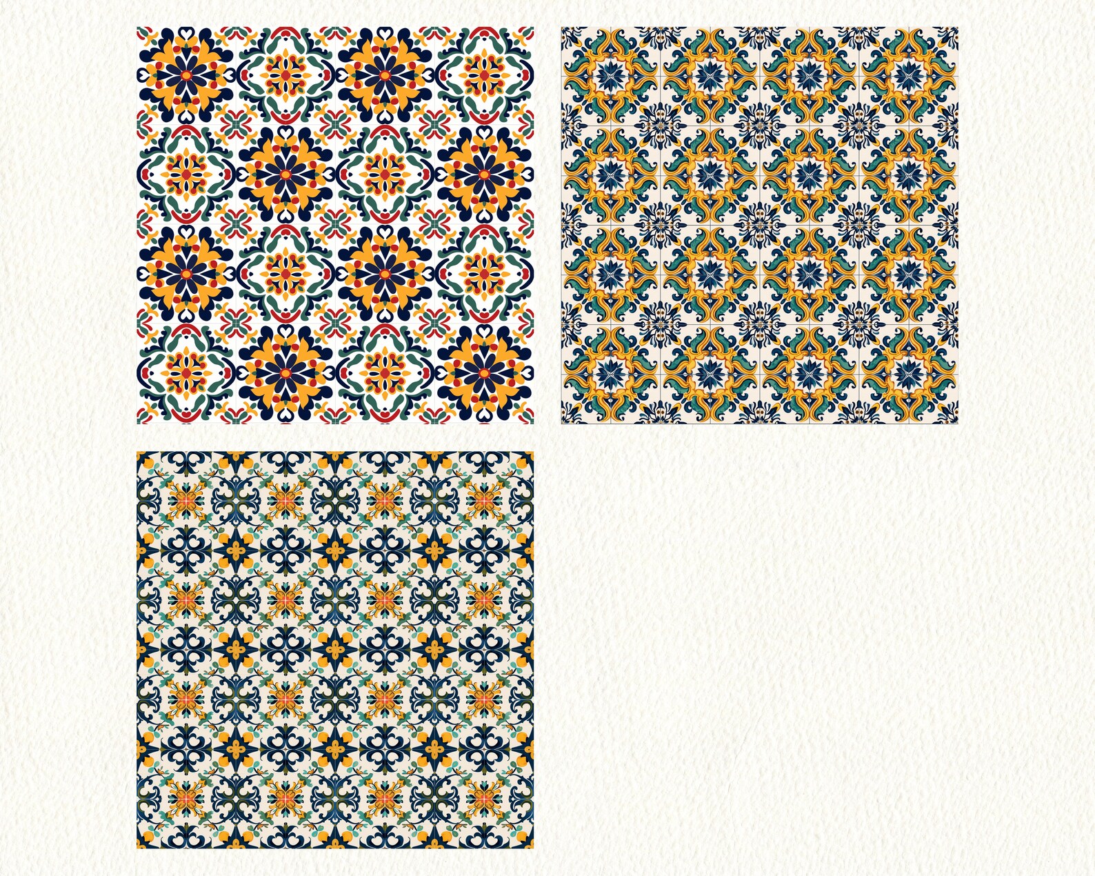 Sicilian Floral Tile Pattern Seamless Digital Papers - Printable ...