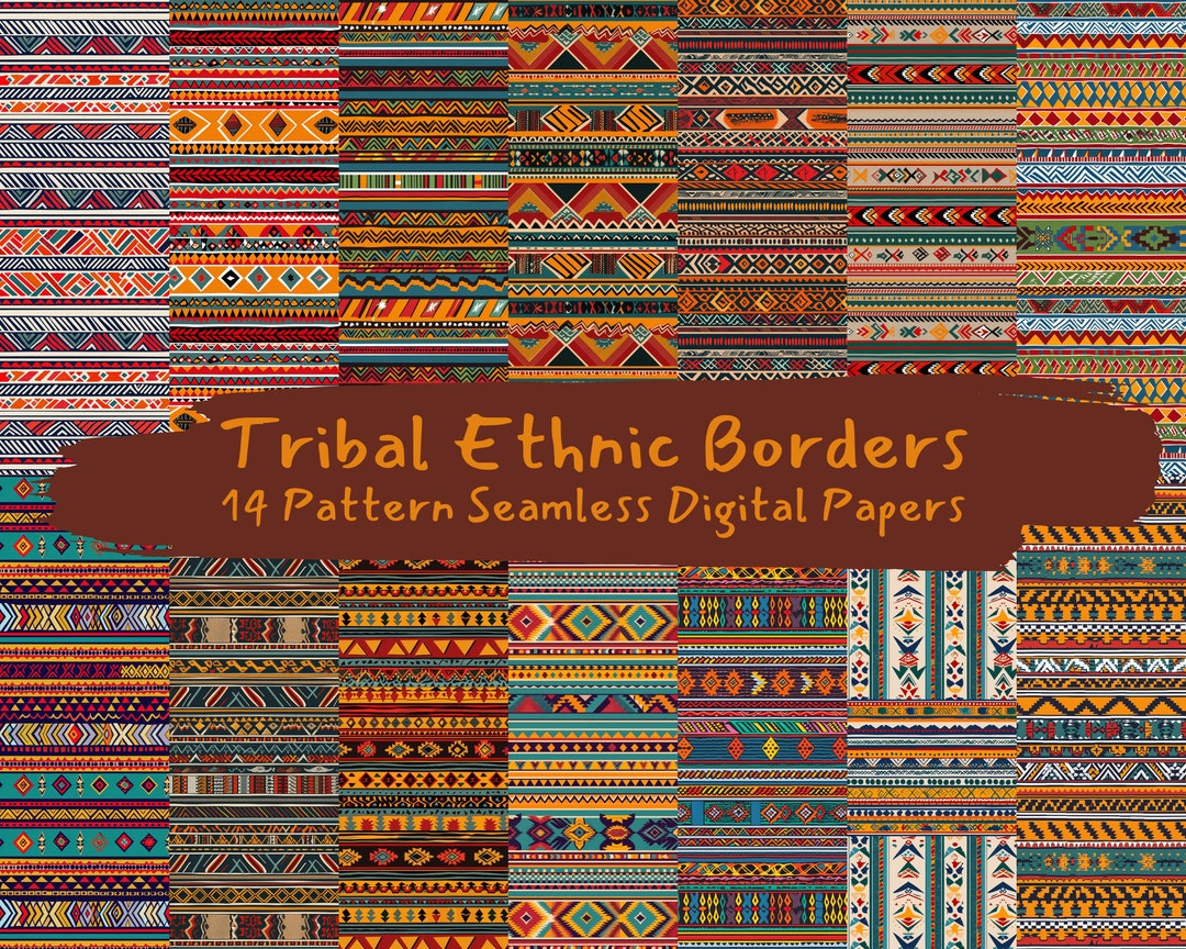 Tribal Ethnic Borders Pattern Seamless Digital Papers - Printable ...