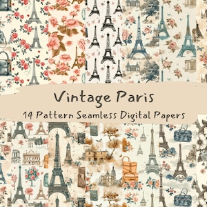 Vintage Paris Pattern Seamless Digital Papers - Printable Scrapbook ...