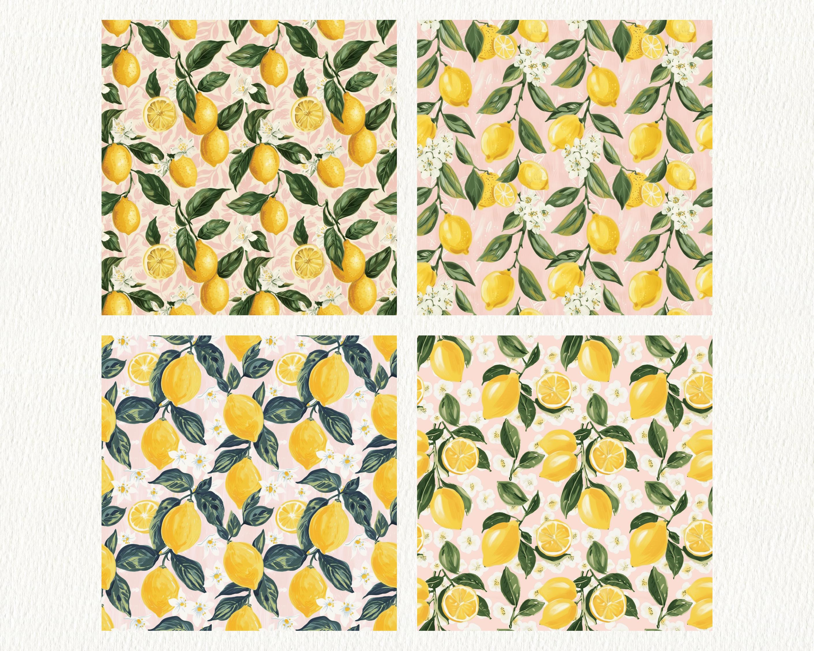 Lemons Pattern Seamless Digital Papers - Printable Scrapbook Paper Png ...