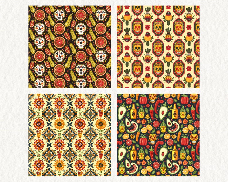 Traditional Mexican Pattern Seamless Digital Papers - Printable ...