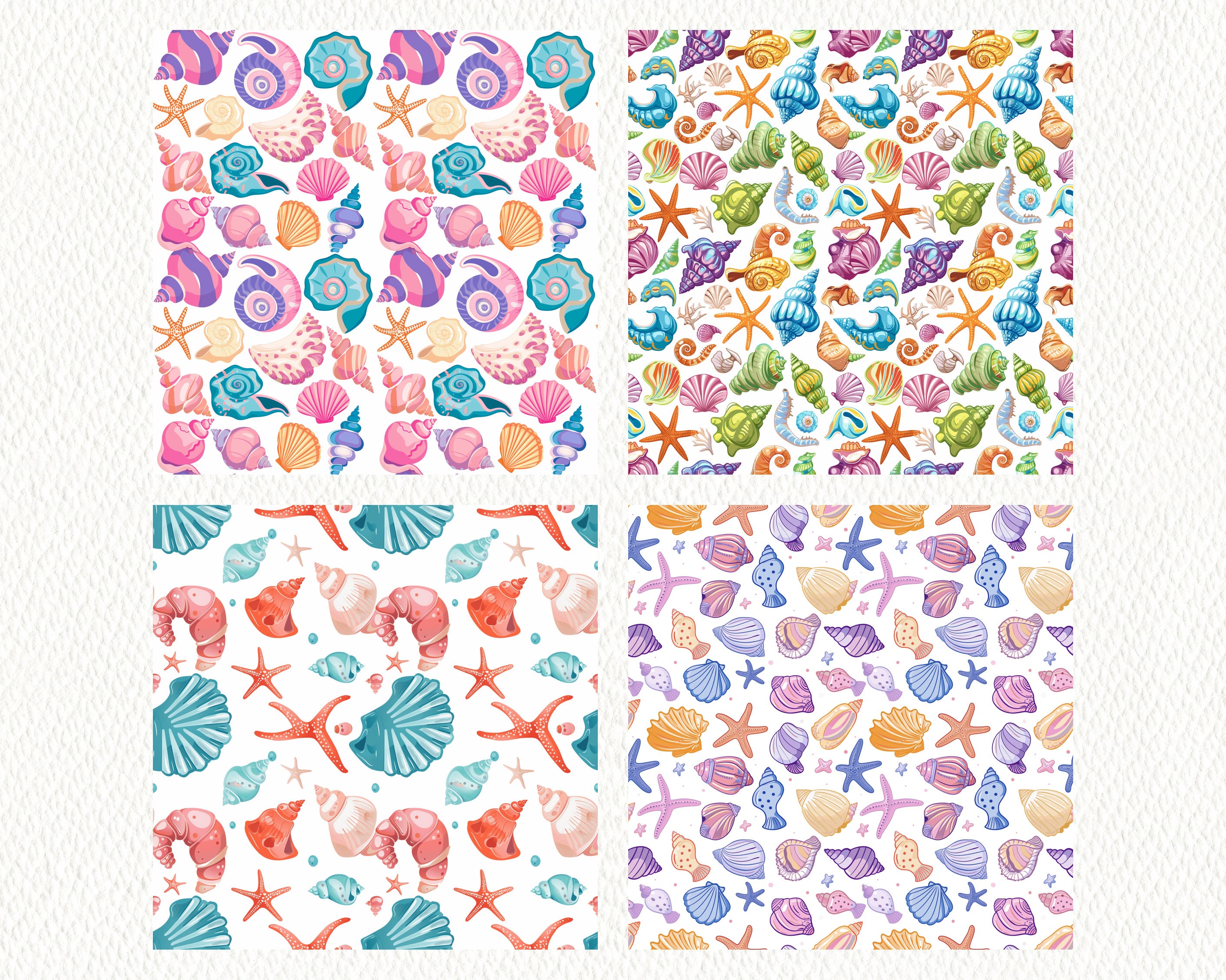 Beautiful Seashells Pattern Seamless Digital Papers - Printable ...