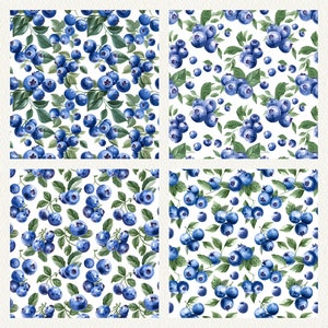 Blueberry Design Pattern Seamless Digital Papers - Printable Scrapbook ...