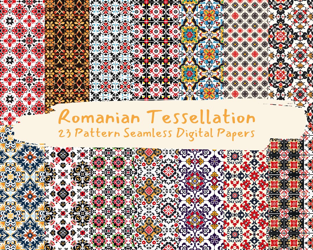 Romanian Tessellation Pattern Seamless Digital Papers - Printable ...