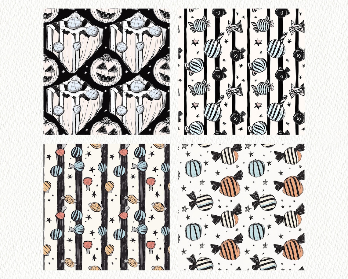 Halloween Candy Pattern Seamless Digital Papers - Printable Scrapbook ...