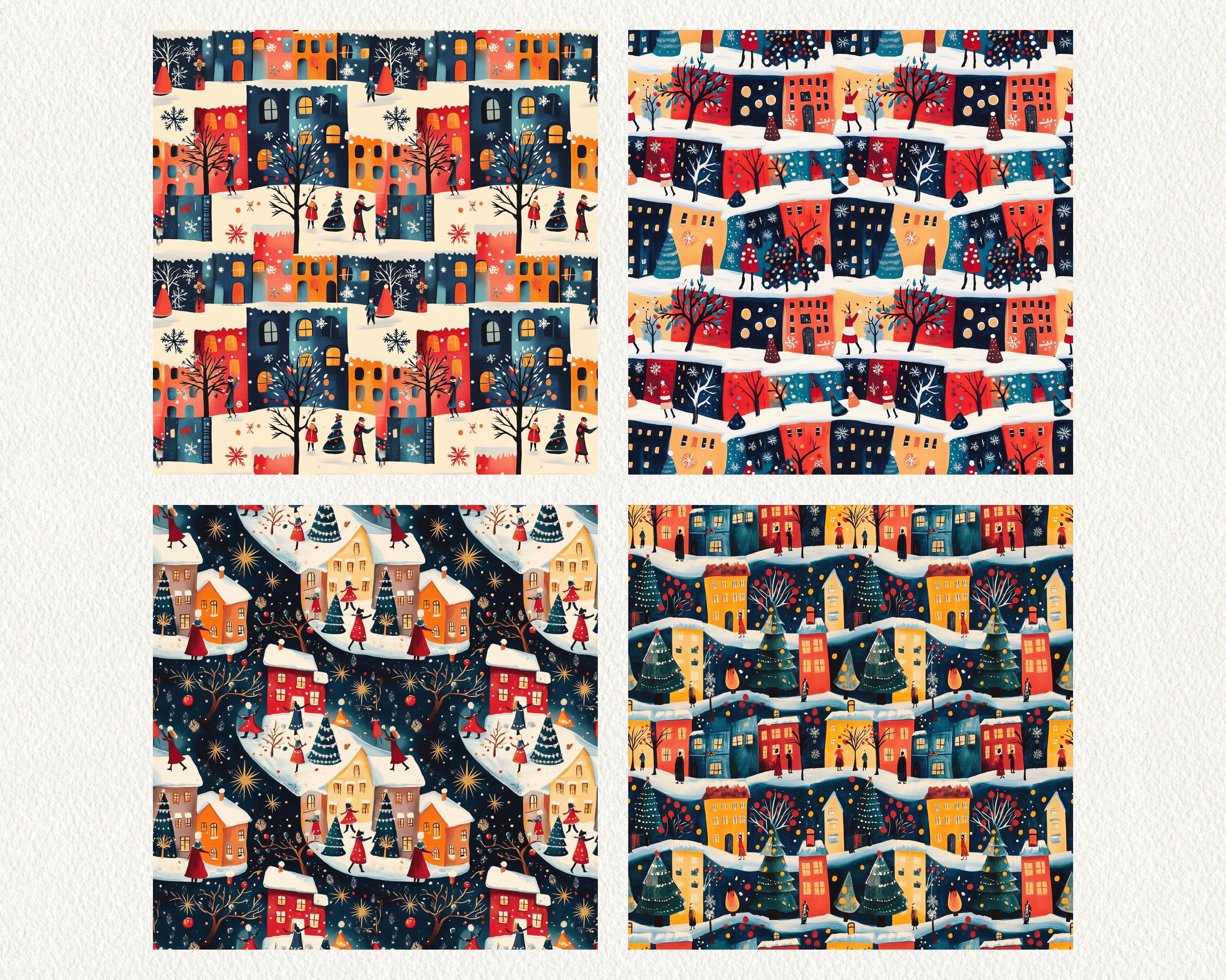 Christmas Square Pattern Seamless Digital Papers - Printable Scrapbook ...