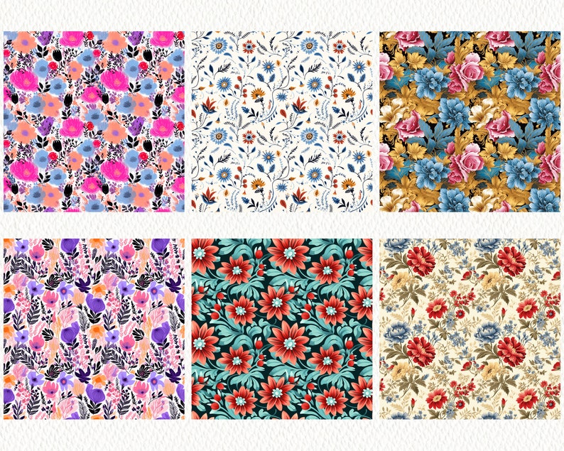 Calico Seamless Digital Papers Seamless Tile Patterns Printable ...