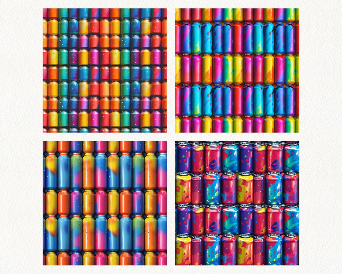 Rainbow Spray Paint Can Pattern Seamless Digital Papers - Printable ...