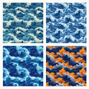 Summer Waves Pattern Seamless Digital Papers - Printable Scrapbook ...