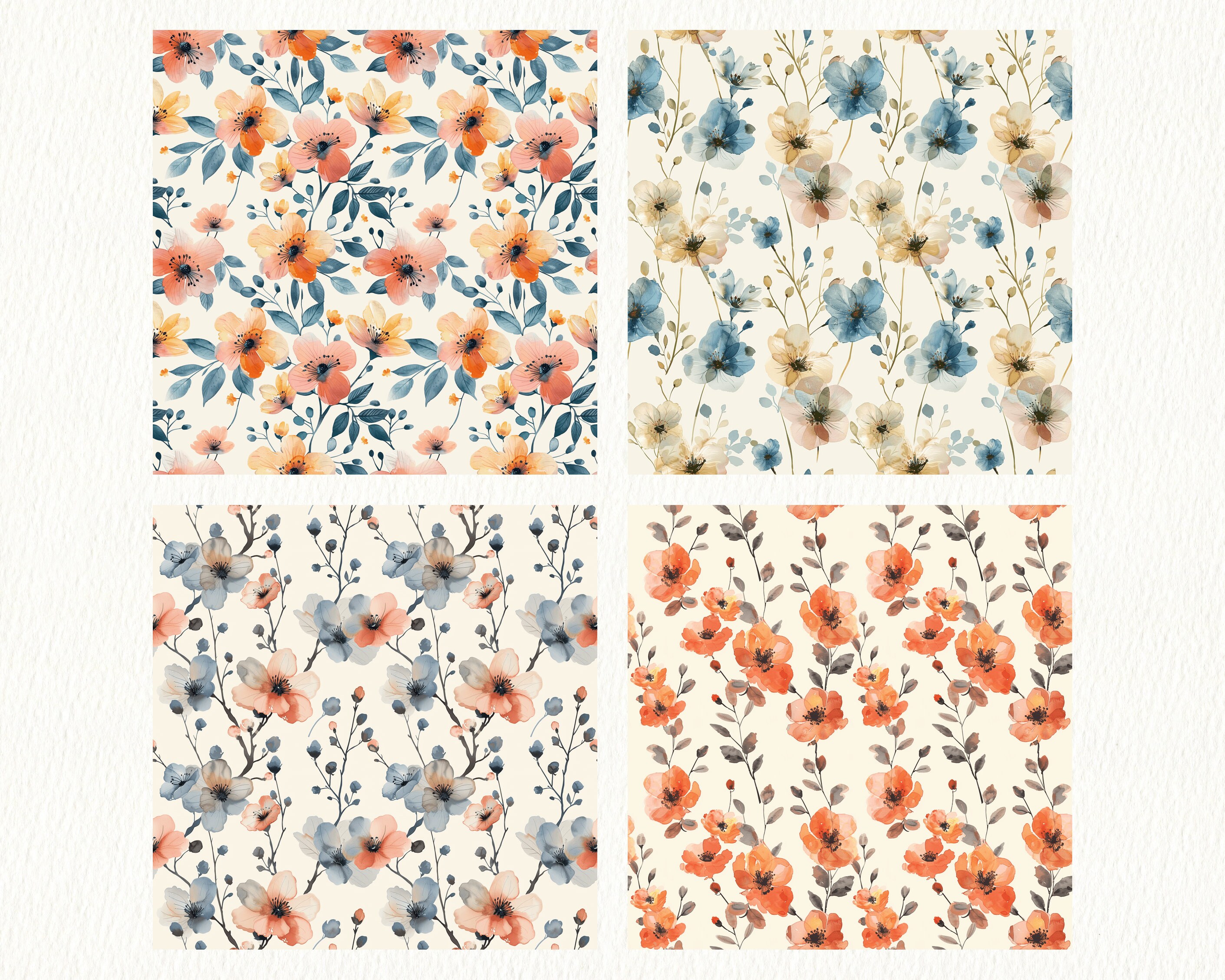 Delicate Floral Pattern Seamless Digital Papers Printable Scrapbook ...