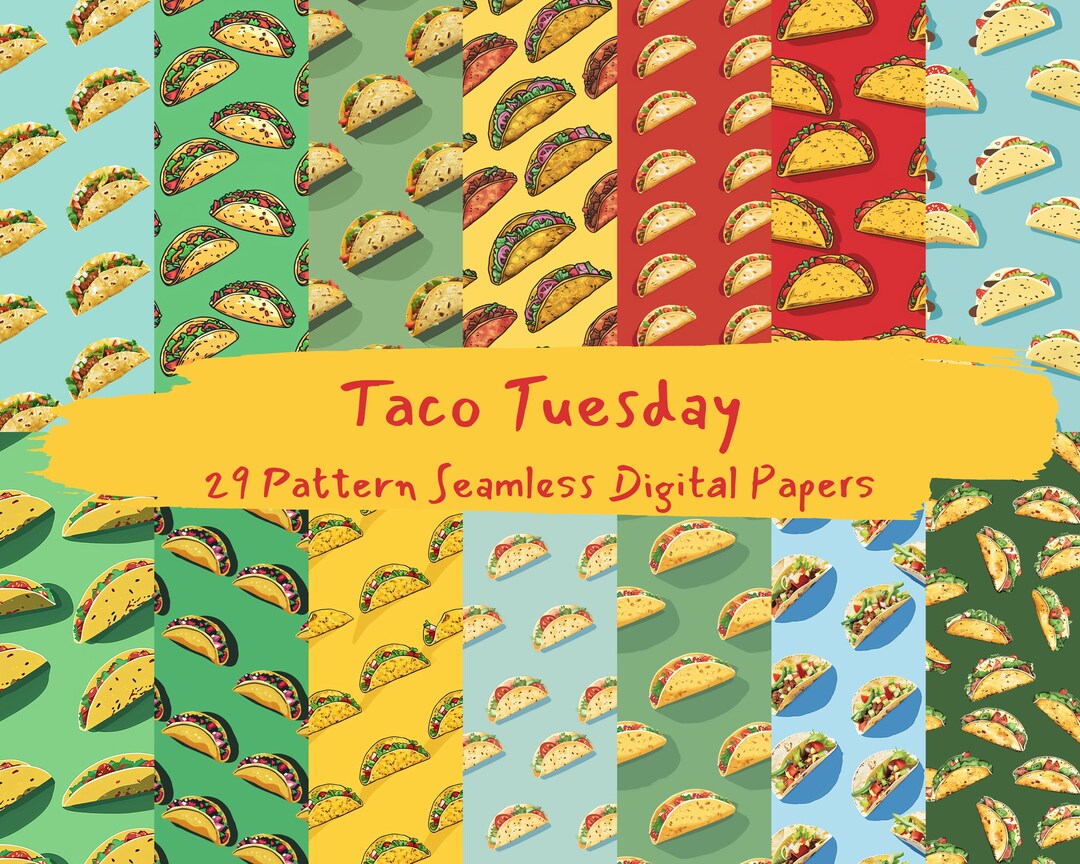Taco Tuesday Pattern Seamless Digital Papers - Printable Scrapbook ...