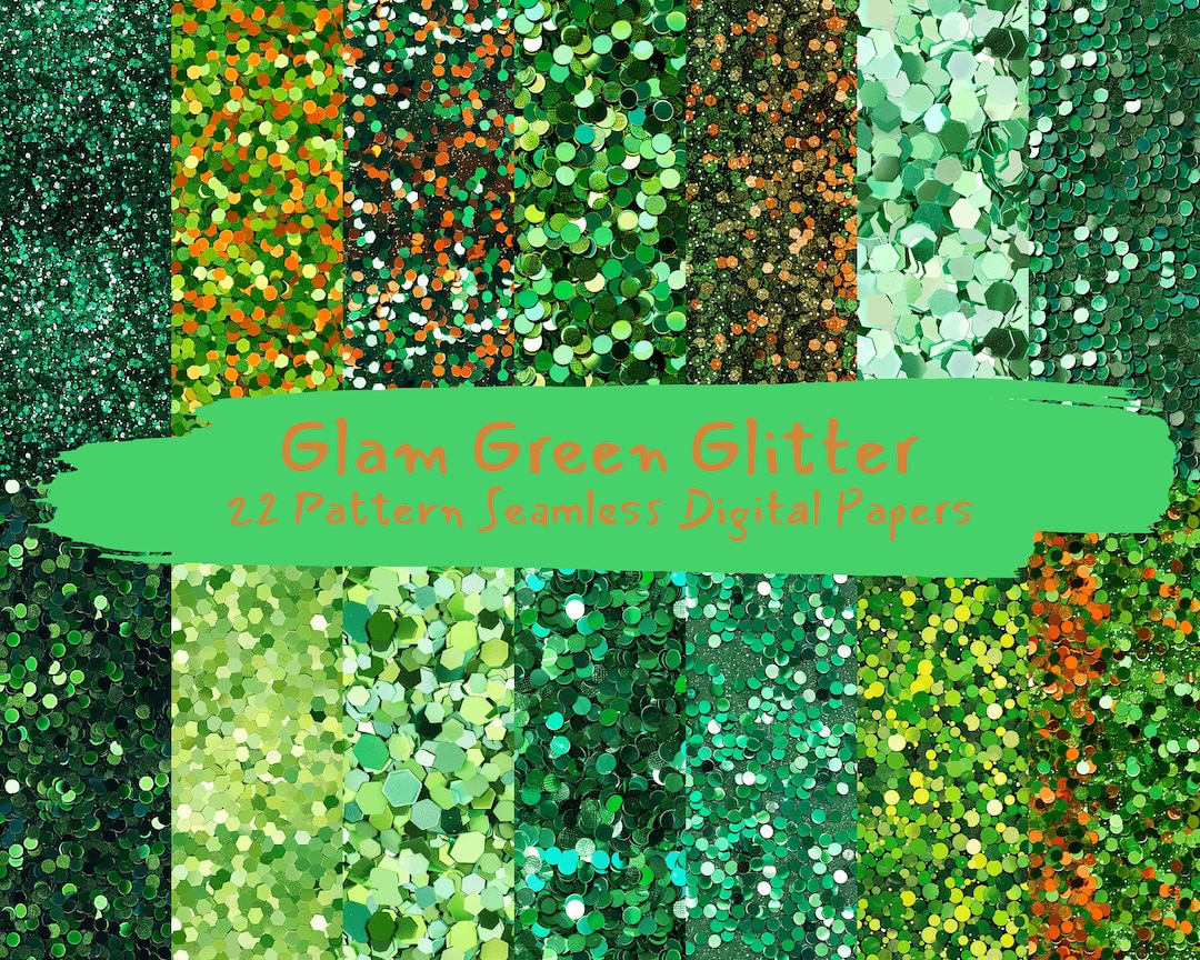 Glam Green Glitter Pattern Seamless Digital Papers - Printable ...