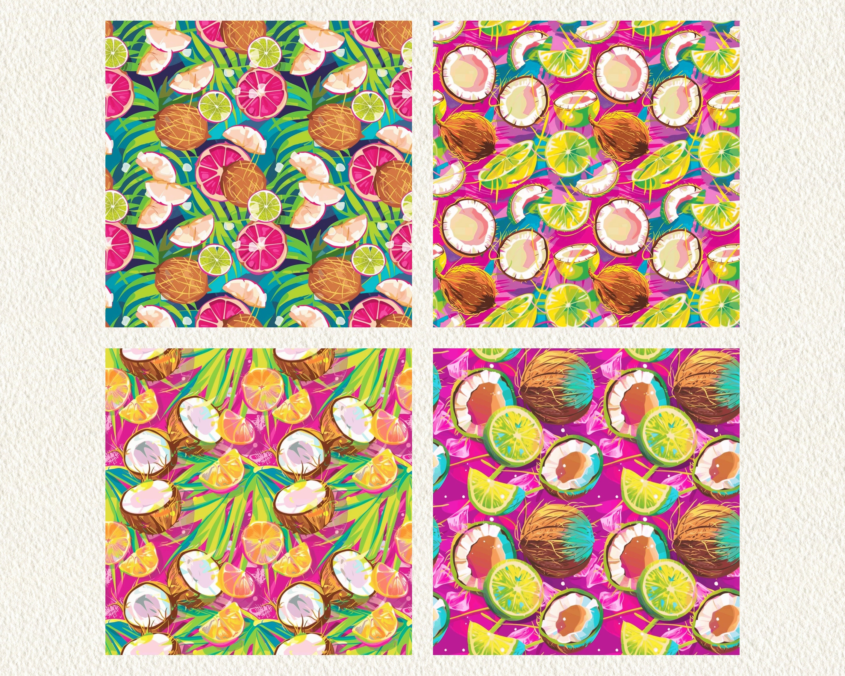 Neon Coconuts Pattern Seamless Digital Papers Printable Scrapbook Paper ...