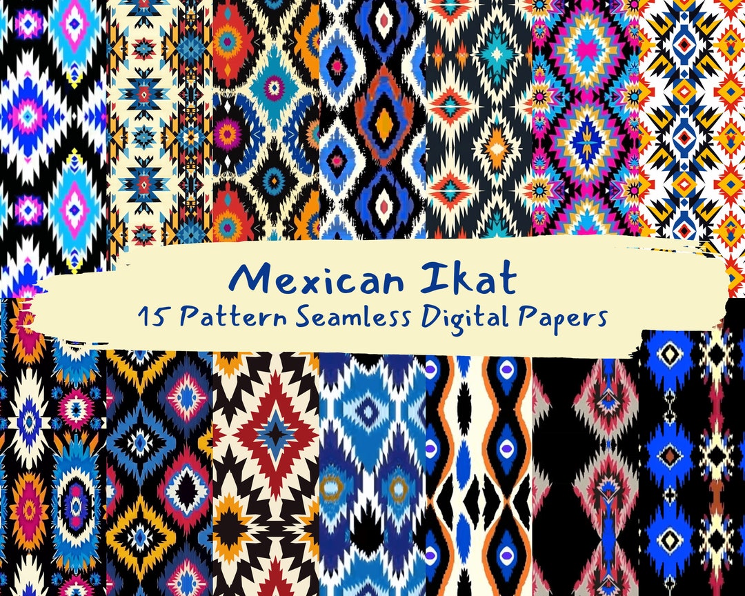 Mexican Ikat Pattern Seamless Digital Papers - Printable Scrapbook ...
