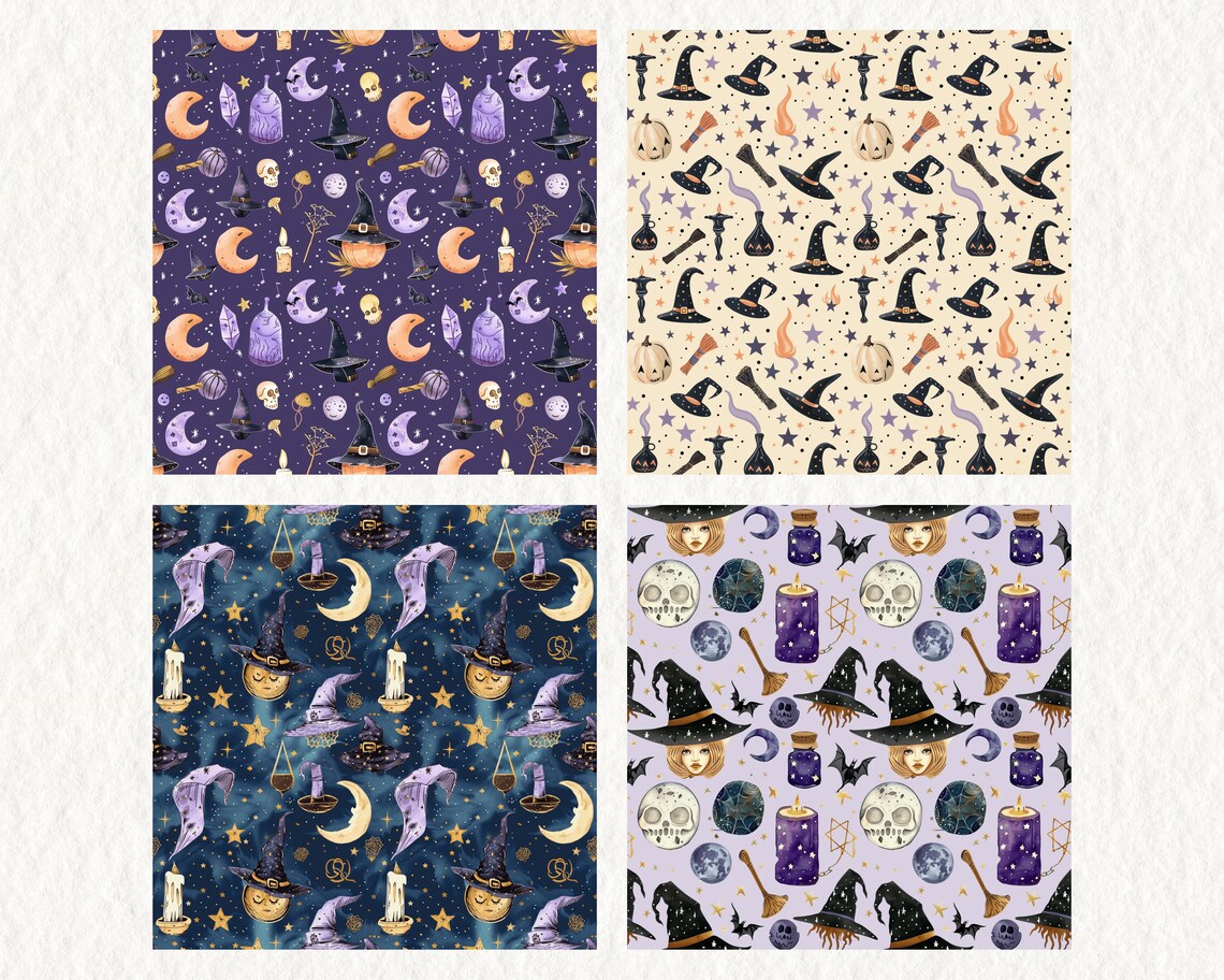 Witchy Patterns Pattern Seamless Digital Papers - Printable Scrapbook ...