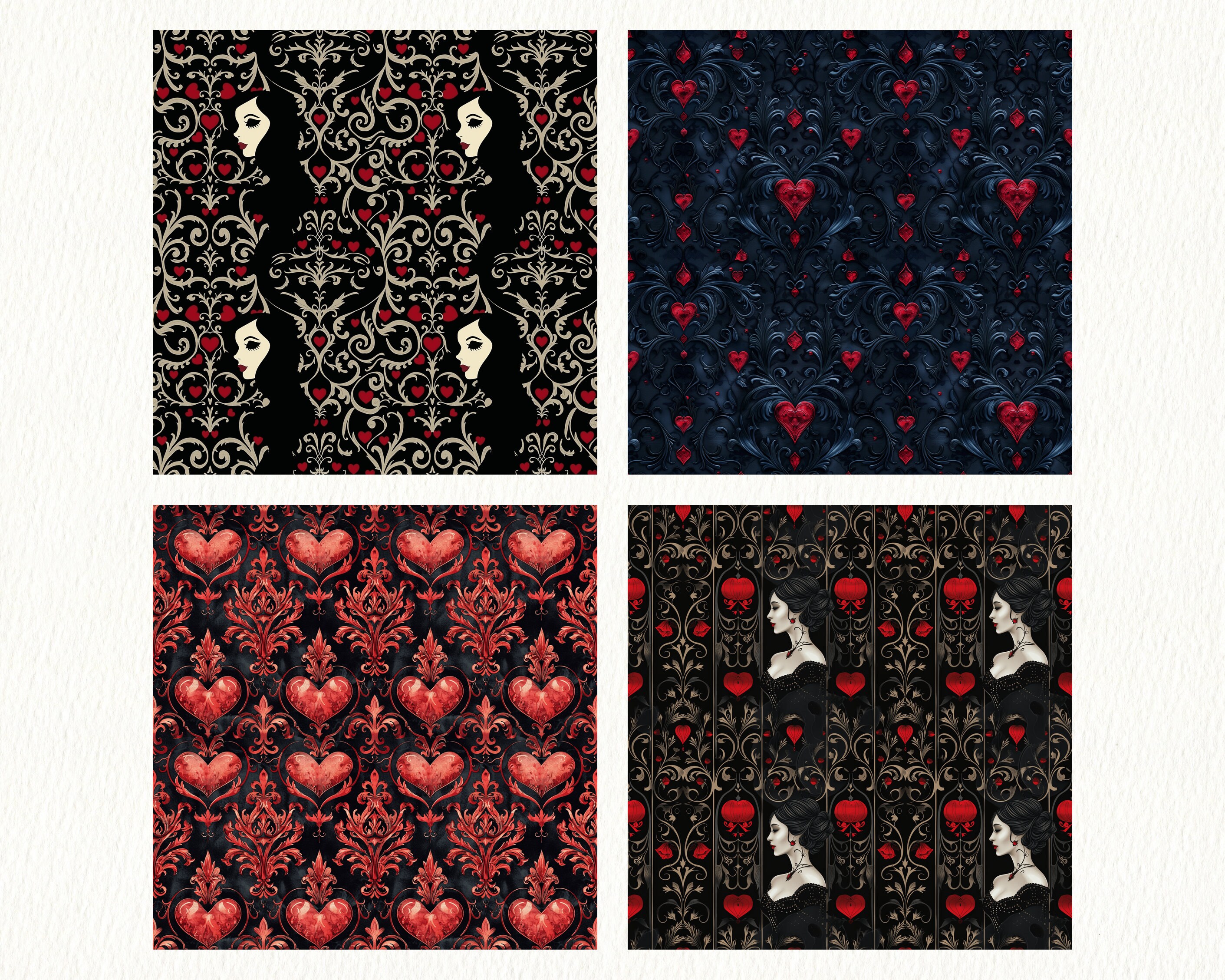 Love as a Gothica Pattern Seamless Digital Papers - Printable Scrapbook ...