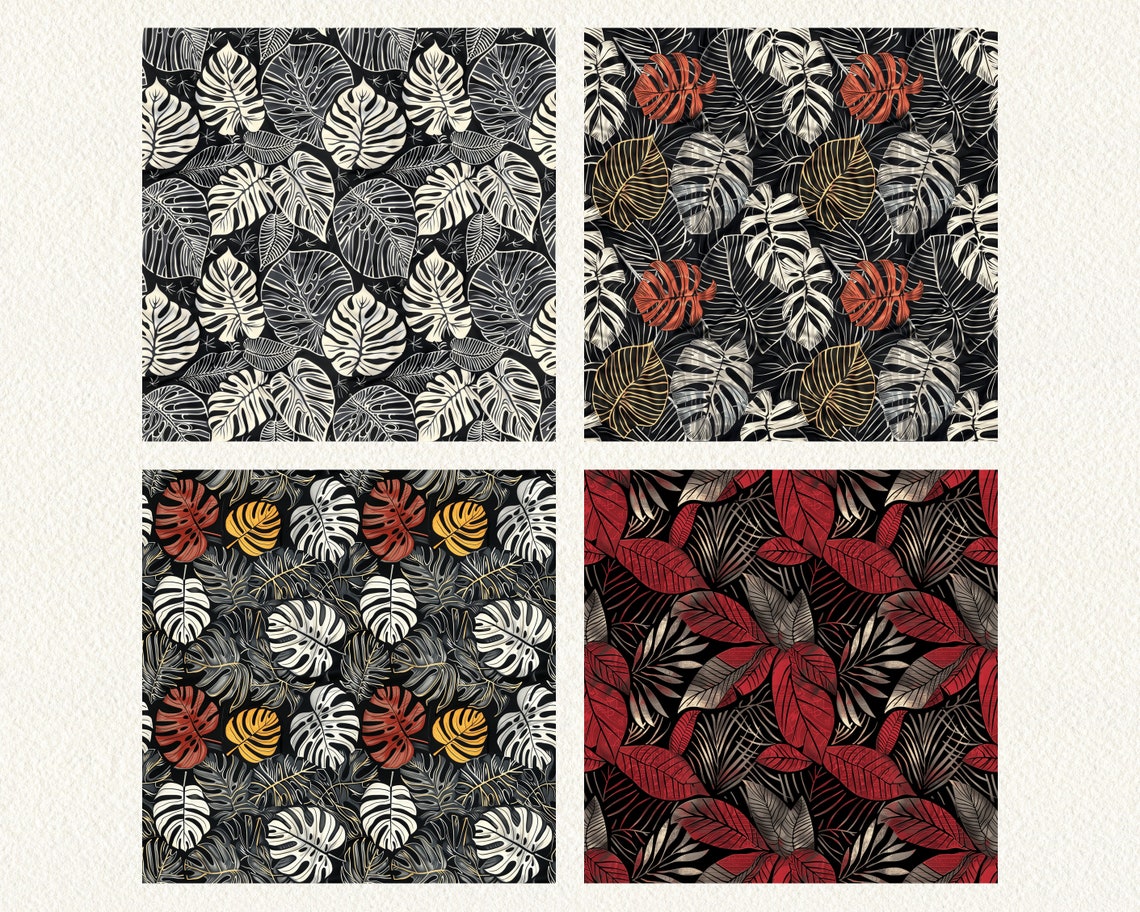Polynesian Tapa Leaf Pattern Seamless Digital Papers - Printable ...