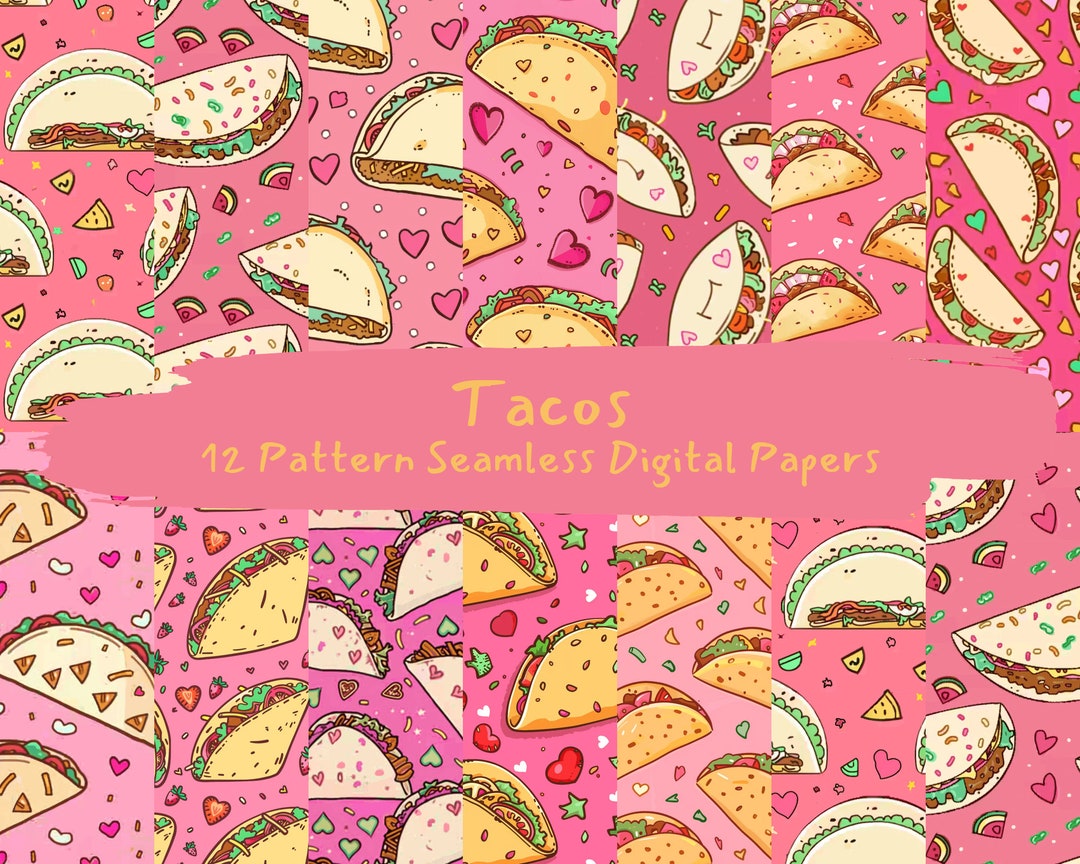 Tacos Pattern Seamless Digital Papers - Printable Scrapbook Paper ...