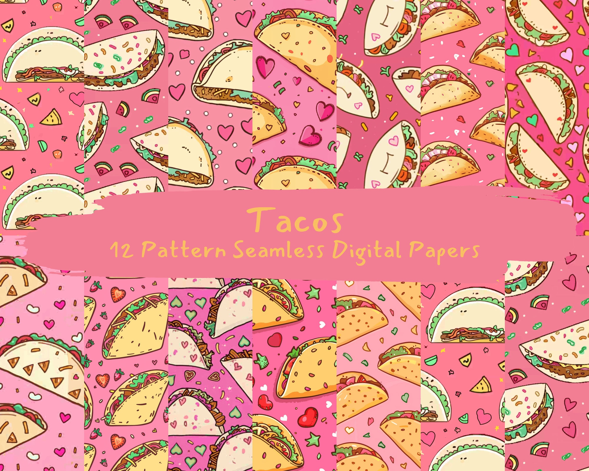 Tacos Pattern Seamless Digital Papers Printable Scrapbook Paper Instant ...